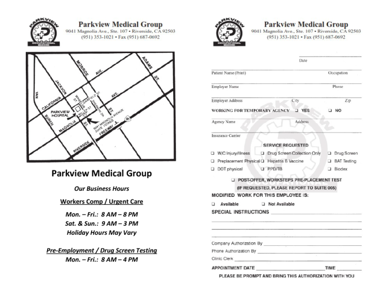 Forms – Parkview Medical Group